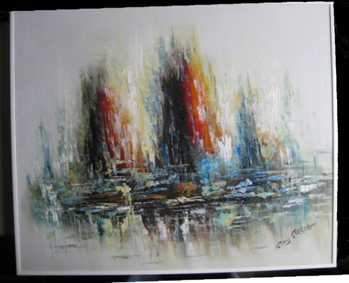 Abstract schilderij Roy Pierce, gesigneerd
