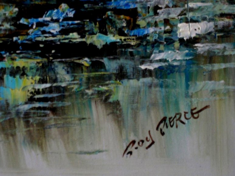 Abstract schilderij Roy Pierce, gesigneerd